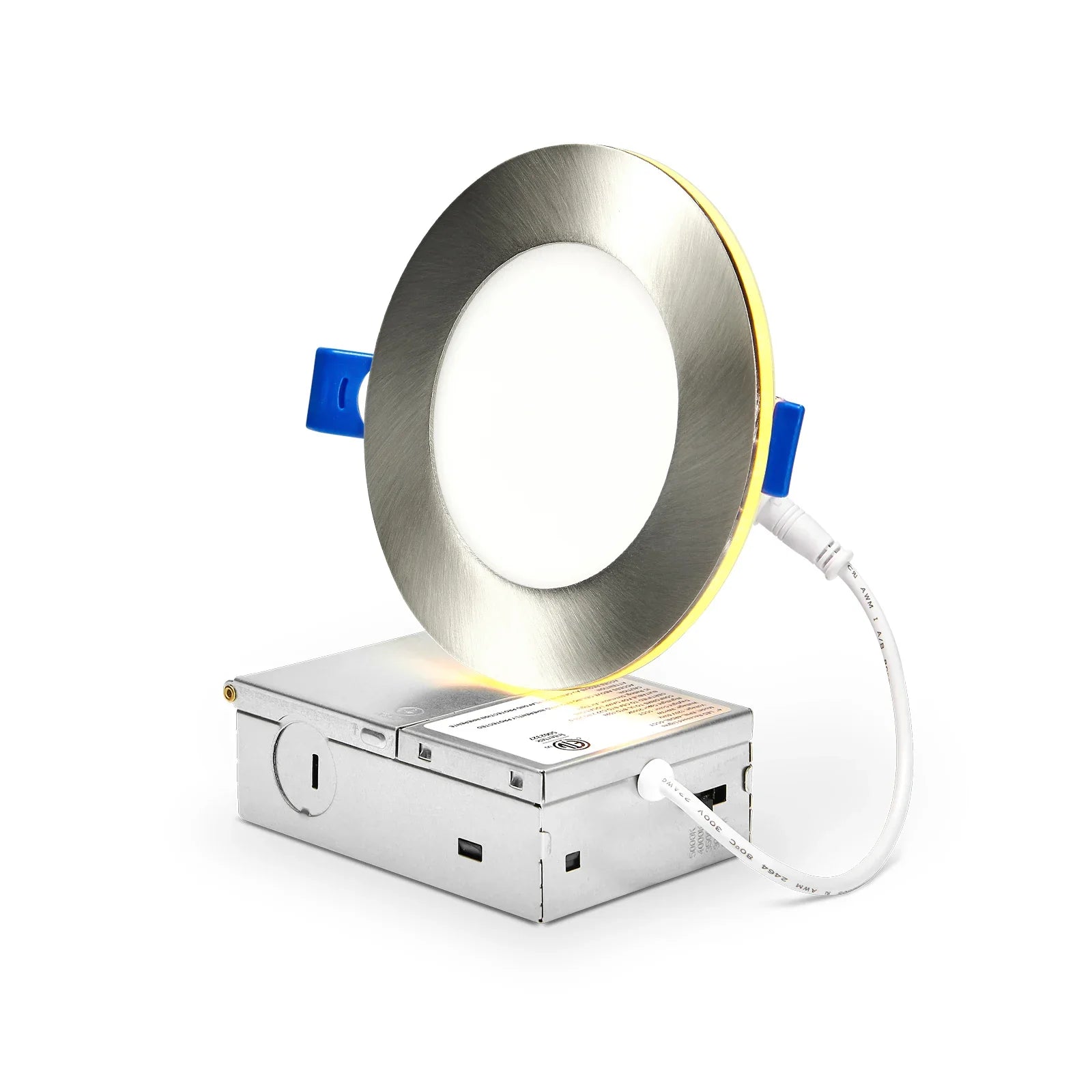 4 Inch Brushed Nickel LED Recessed Lighting with Night Light, 12 Pack ...